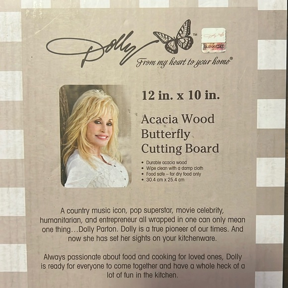 Dolly Parton | Kitchen | Nwt Dolly Parton Butterfly Acacia Wood Cutting ...